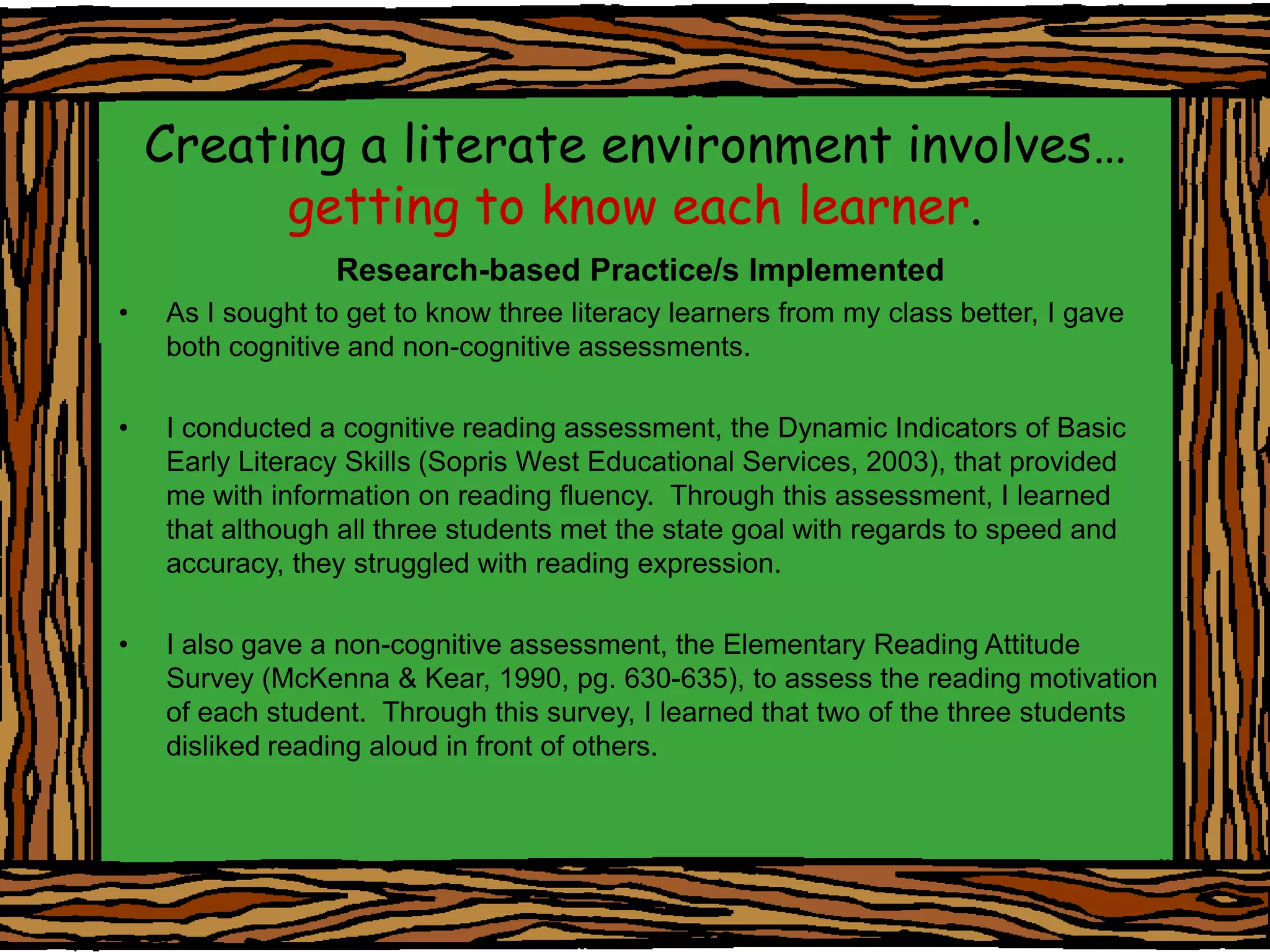 Creating a literate environment (presentation) | PPT