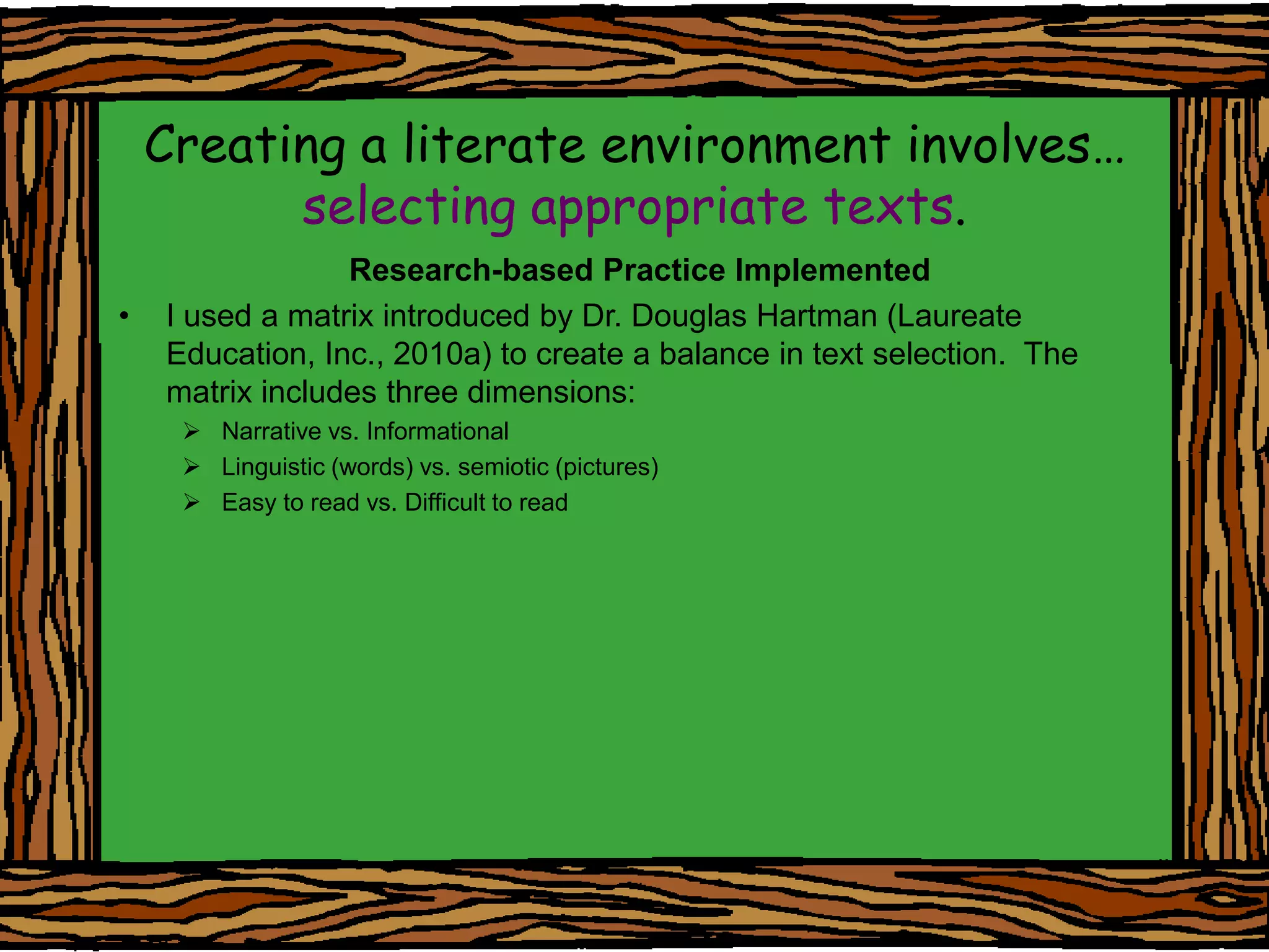 Creating a literate environment (presentation) | PPT