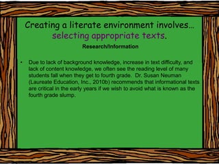Creating a literate environment (presentation) | PPTX | Educational ...