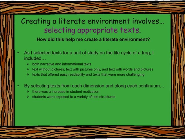 Creating a literate environment (presentation) | PPT