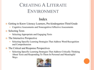 Creating A Literate Environment | PPT