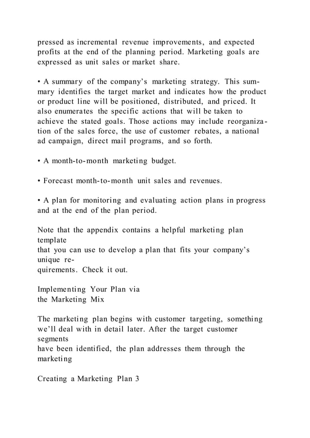 Creating a Marketing Plan An OverviewE x c e r p t | PDF