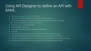 Creating a mule project with raml and api | PPT
