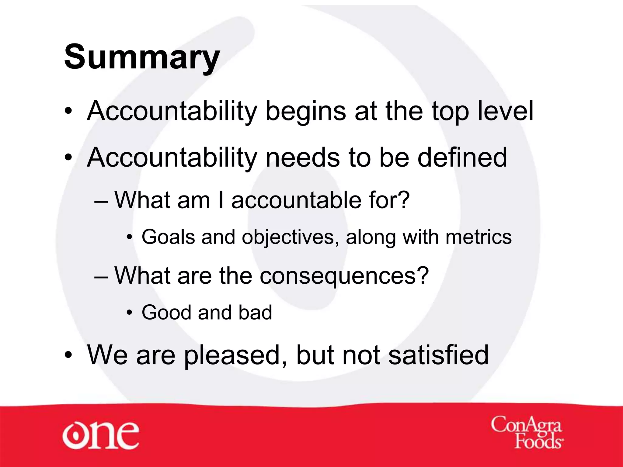 Creating an accountability culture at con agra foods | PPT