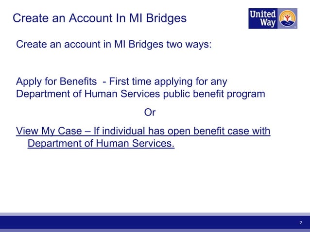 Creating an Account in MI Bridges | PPTX