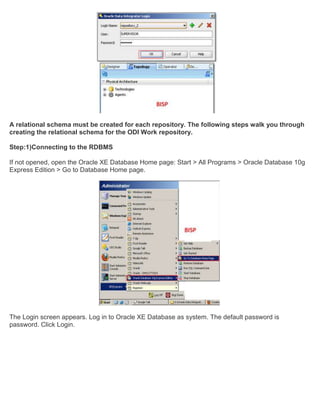 Creating and connecting to odi master and work repositories | PDF