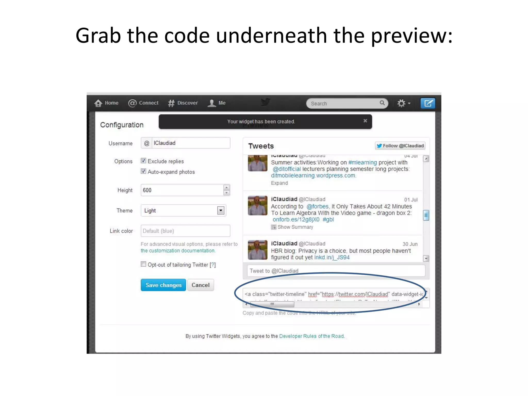 Creating and embedding a twitter widget in blackboard | PPT
