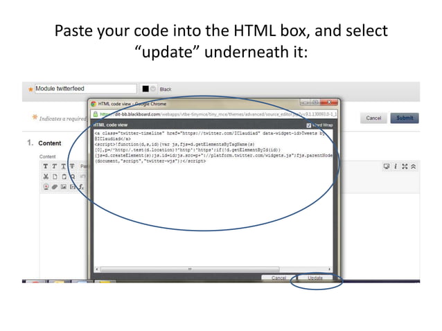 Creating and embedding a twitter widget in blackboard | PPT