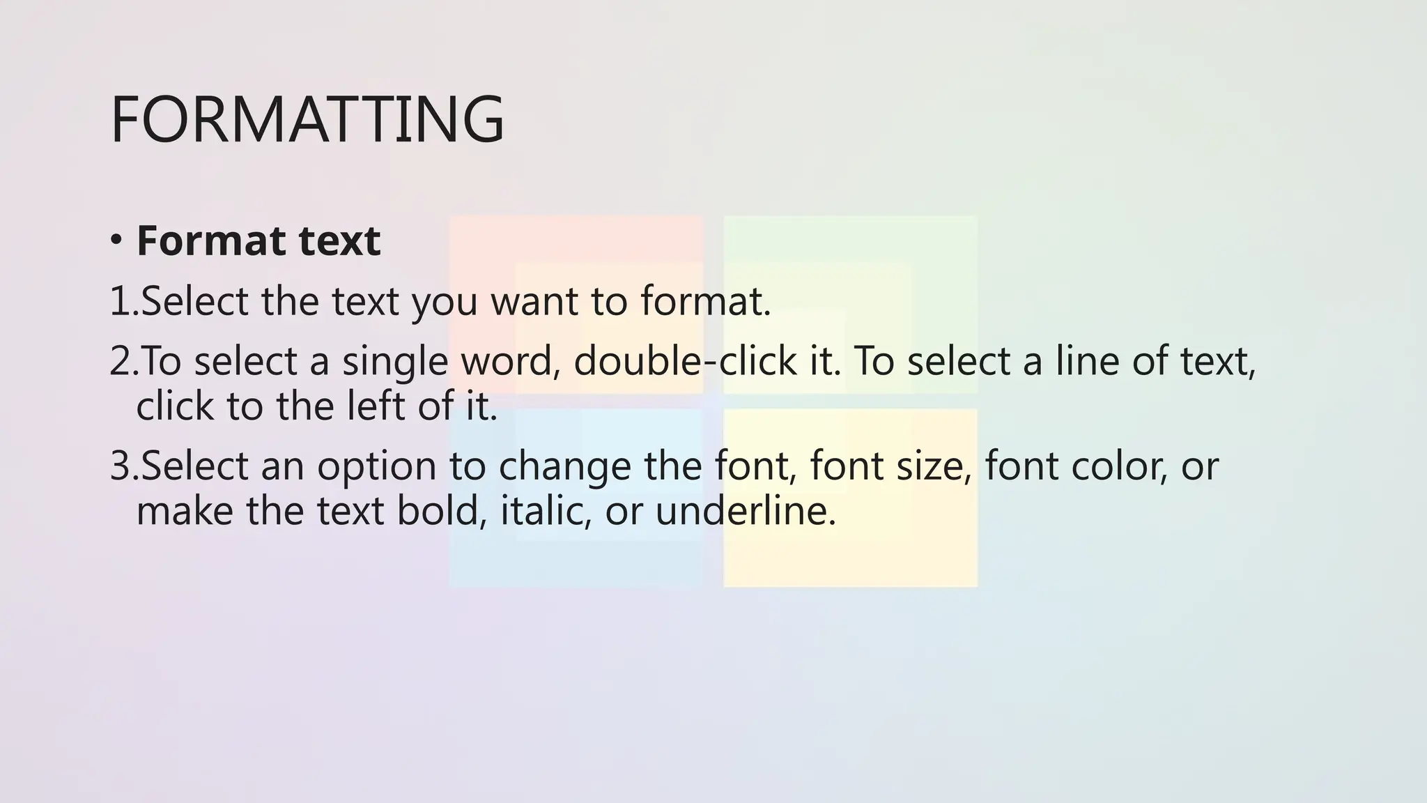 CREATING AND FORMATTING.pptx CREATING AND FORMATTING.pptx