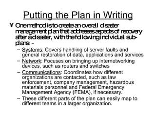 Creating And Implementing A Data Disaster Recovery Plan | PPT