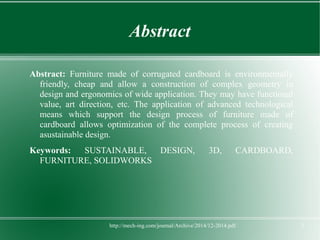 CREATING AND RESEARCHING SUSTAINABLE DESIGN OF CORRUGATED CARDBOARD ...