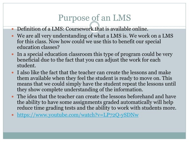 Creating and using an lms | PPTX | Special Education | Education