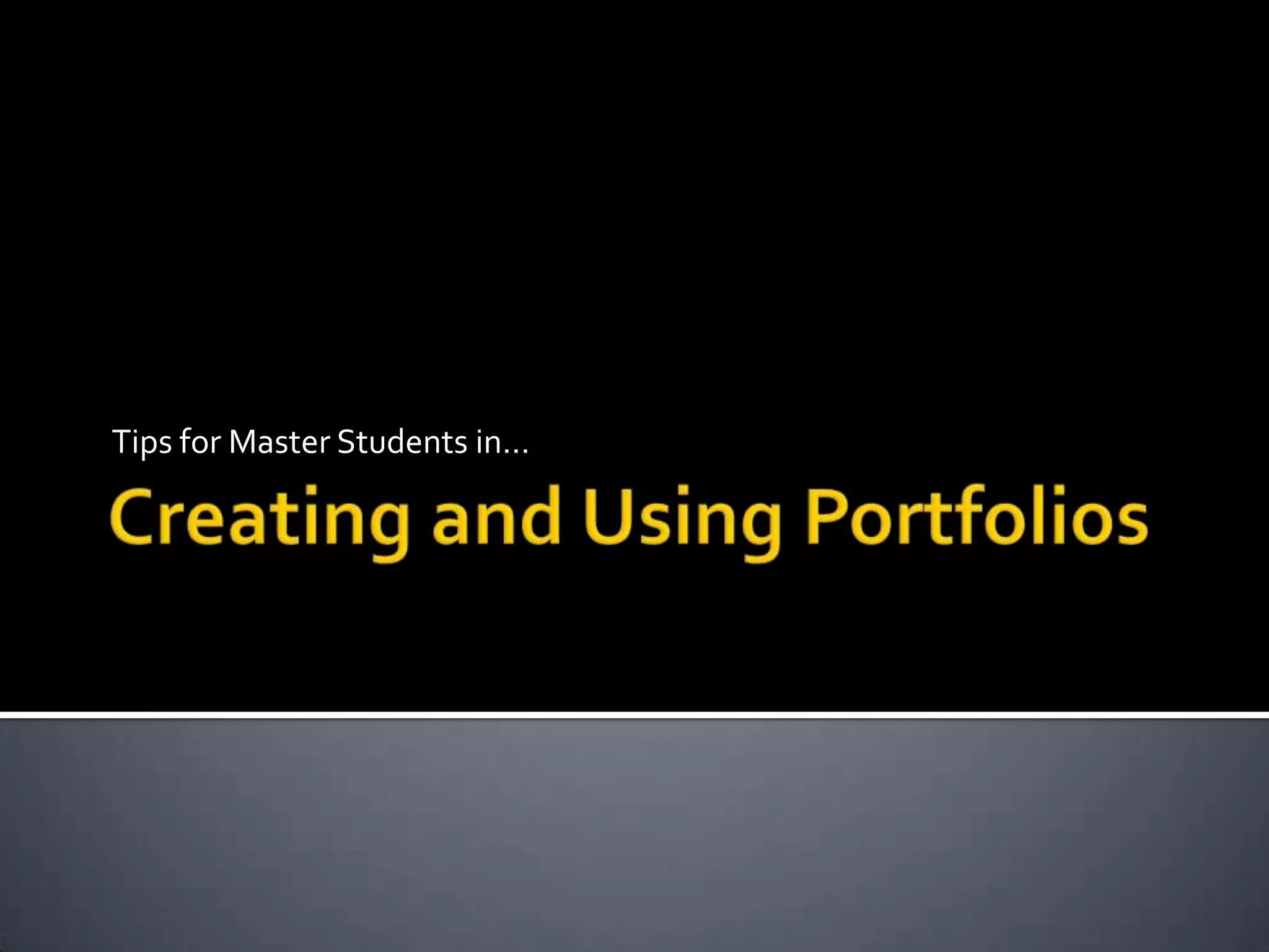 Creating And Using Portfolios | PPT