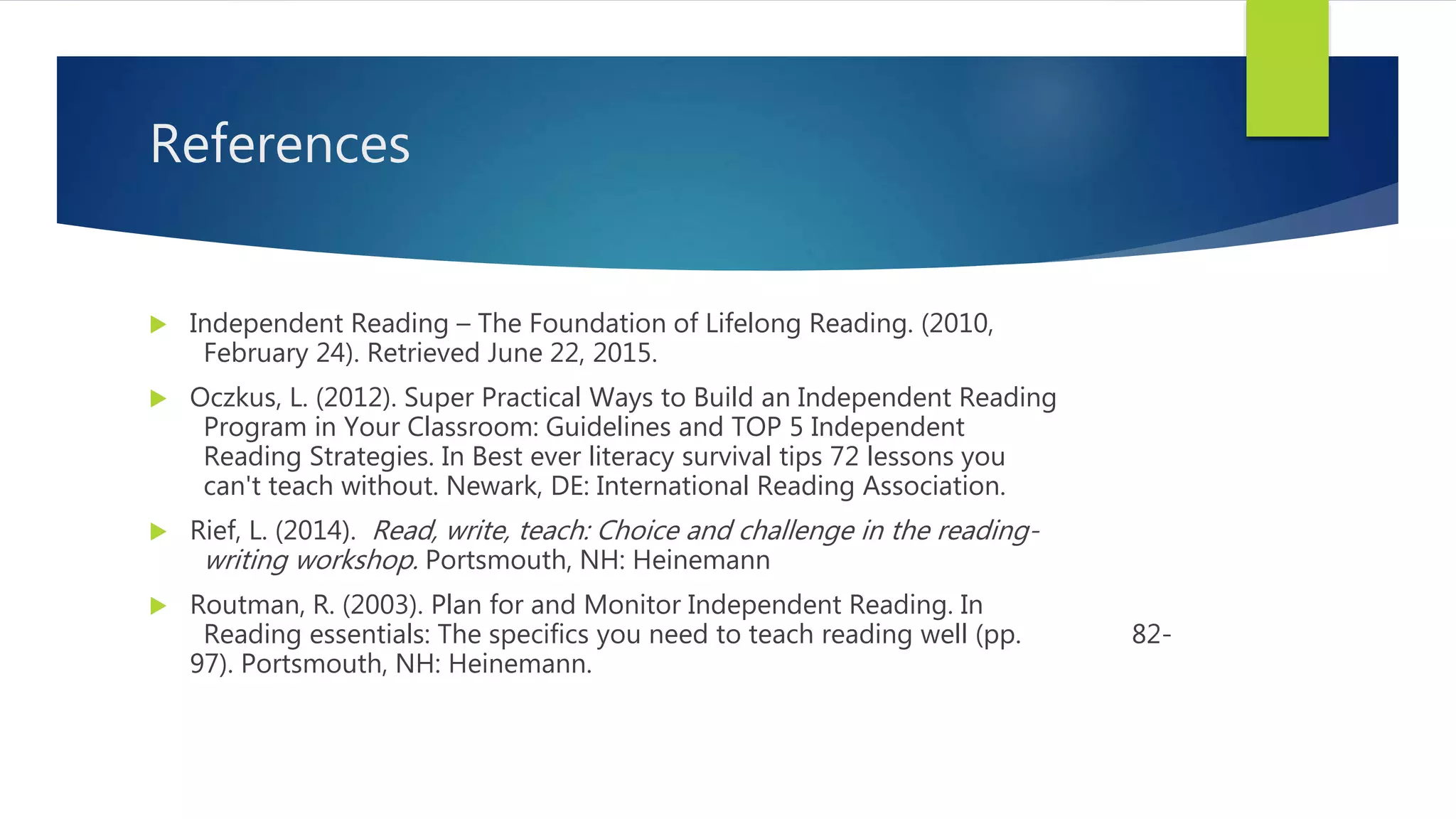 Creating an Effective Independent Reading Program | PPTX