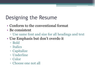 Creating an effective resume | PPT
