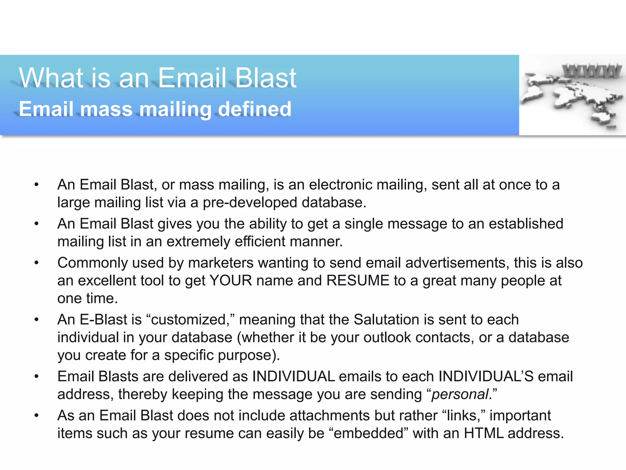 Creating An Email Blast For Standard Presentation | PPTX | Email | Internet