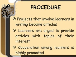 Creating an english school newspaper with a real life purpose | PPT