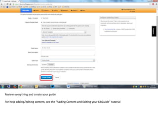 Creating a new lib guide | PPT