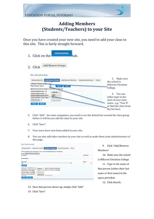 How to Create a new Class Site in Ed. Portal | PDF