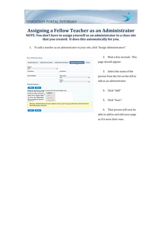 How to Create a new Class Site in Ed. Portal | PDF