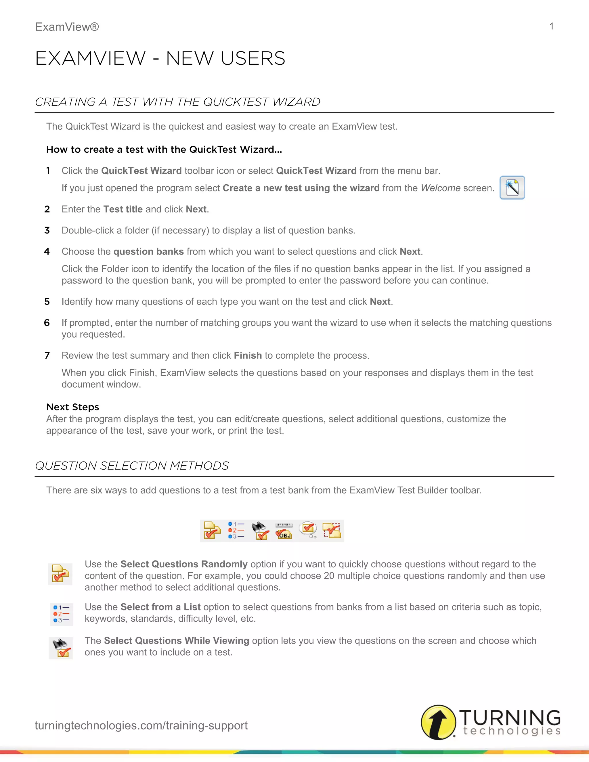Creating an examview test with quicktest wizard | PDF