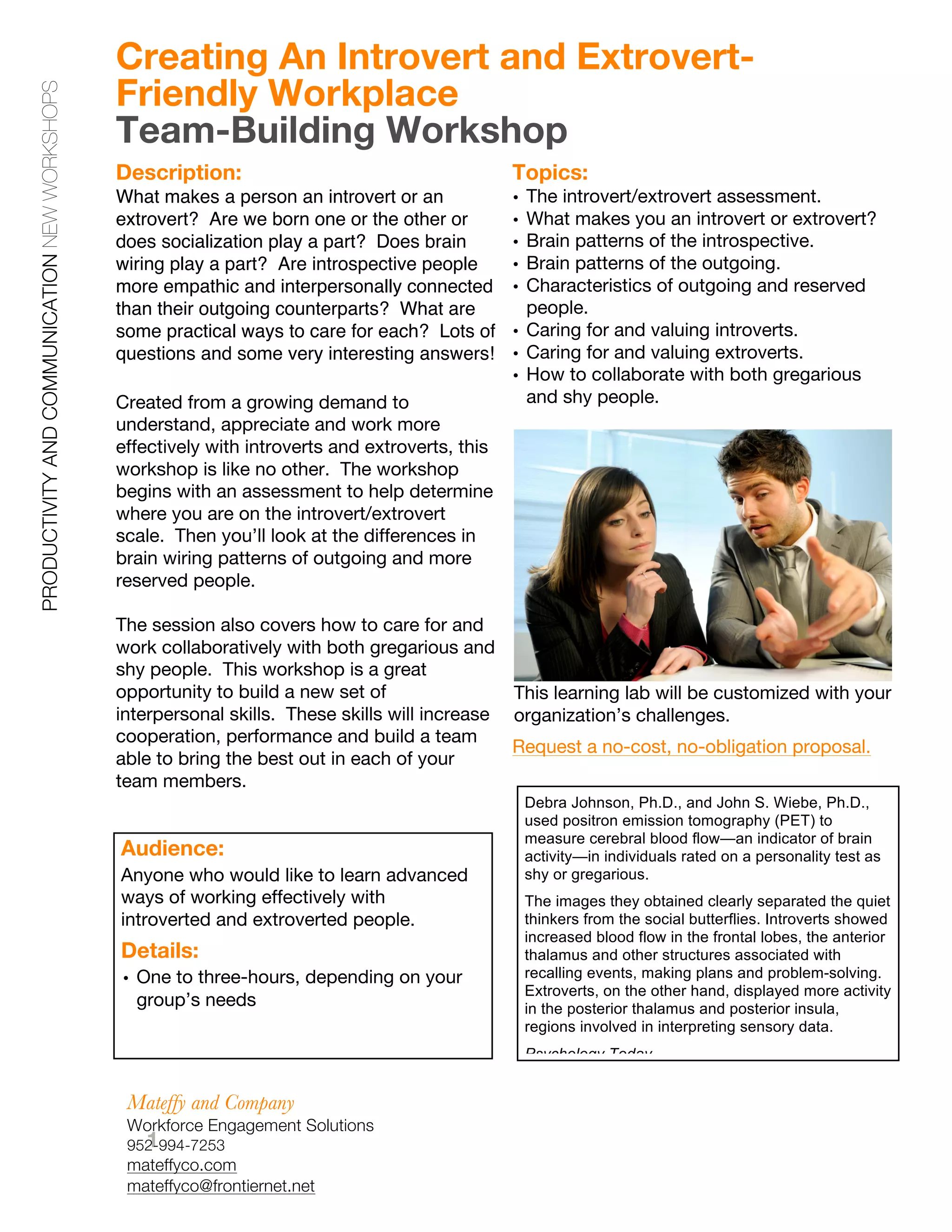 Creating an introvert and extrovert friendly workplace flyer | PDF