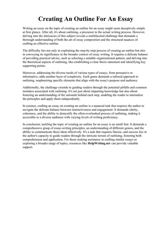 Creating An Outline For An Essay | PDF