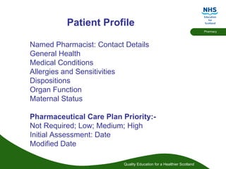 Creating a Pharmaceutical Care Plan for the Chronic Medication Service ...