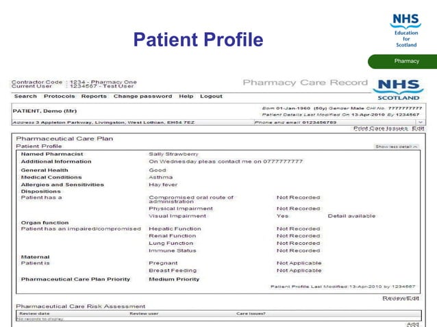 Creating a Pharmaceutical Care Plan for the Chronic Medication Service ...