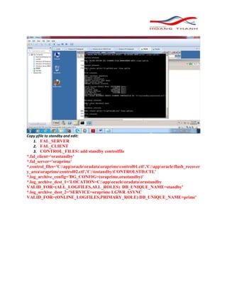 Creating a physical standby database 11g on windows | DOCX