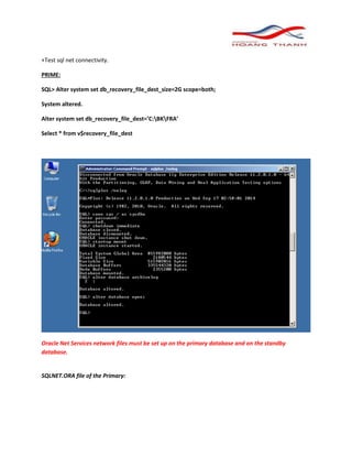 Creating a physical standby database 11g on windows | DOCX
