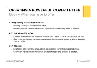 Creating a Powerful CV & Cover Letter | PPT