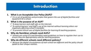 Creating appropriate use policy for schools in namibia | PPT