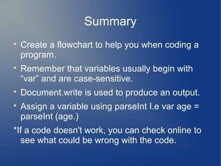 Creating a program from flowchart | PPT
