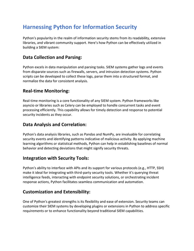 Creating A Python Based Security Information And Event Management Siem