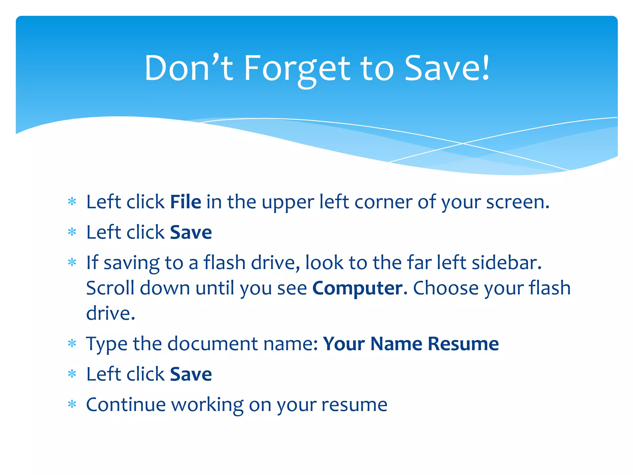 Creating a Resume Using Microsoft Word 2010 | PPTX