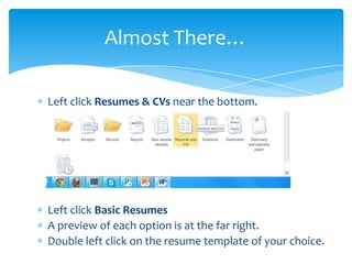 Creating a Resume Using Microsoft Word 2010 | PPTX