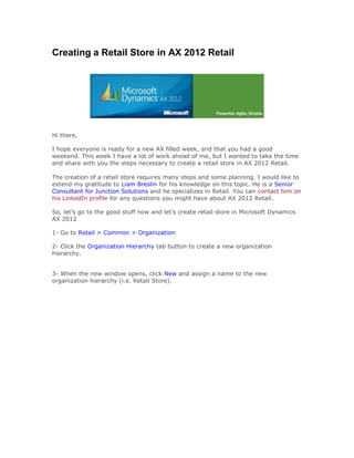 Creating a retail store in ax 2012 retail | DOCX