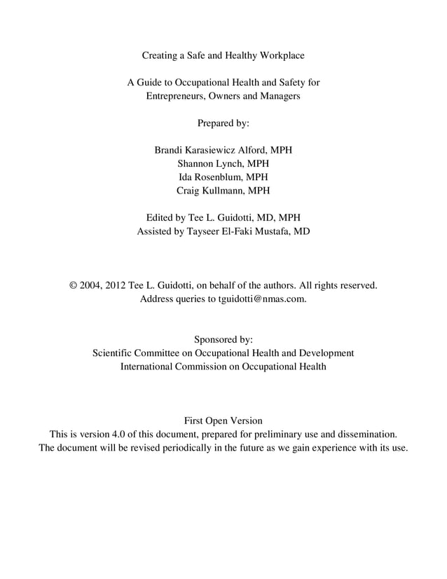 Creating a Safe and Healthy Workplace - OHS Guide | PDF