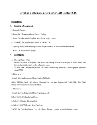Creating a Schematic Design in OrCAD Capture CIS | DOCX