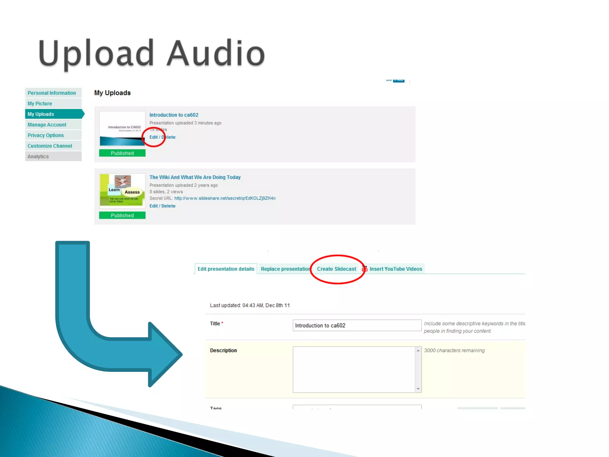 Creating a slide cast | PPT