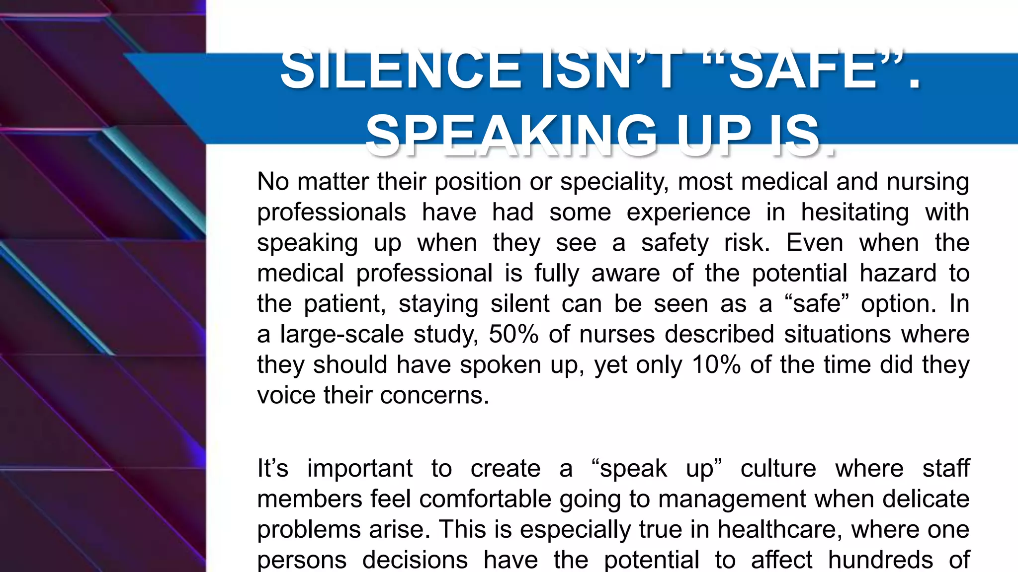 Creating a speak up culture in healthcare | PPTX