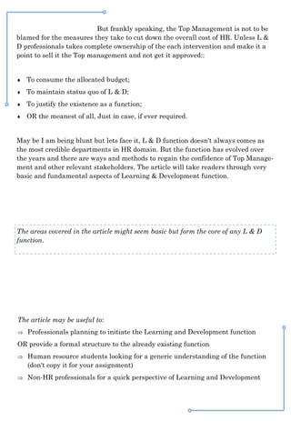 Creating a sustainable learning & development function v2 | PDF