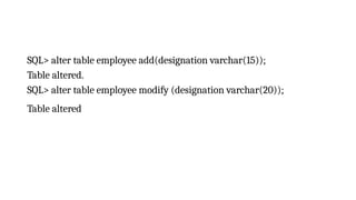 Creating a table for employee and altering it.pptx