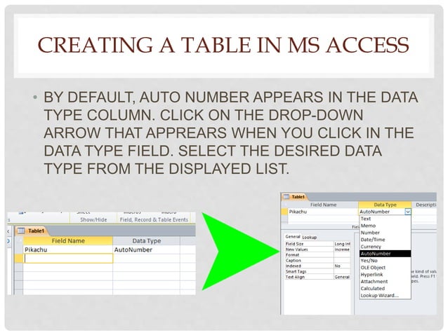 Creating a table in ms access | PPTX