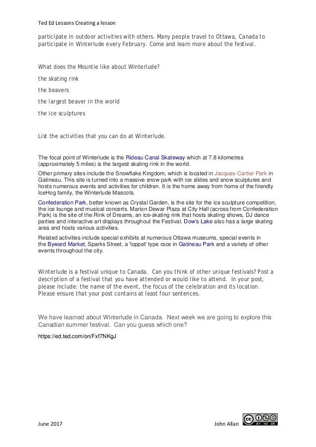 Creating a TED Ed lesson worksheet May 2017 | PDF | Internet for Beginners | Internet