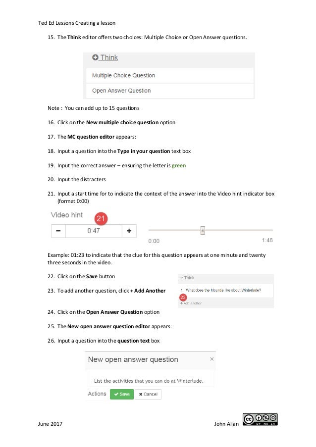 Creating a TED Ed lesson worksheet May 2017