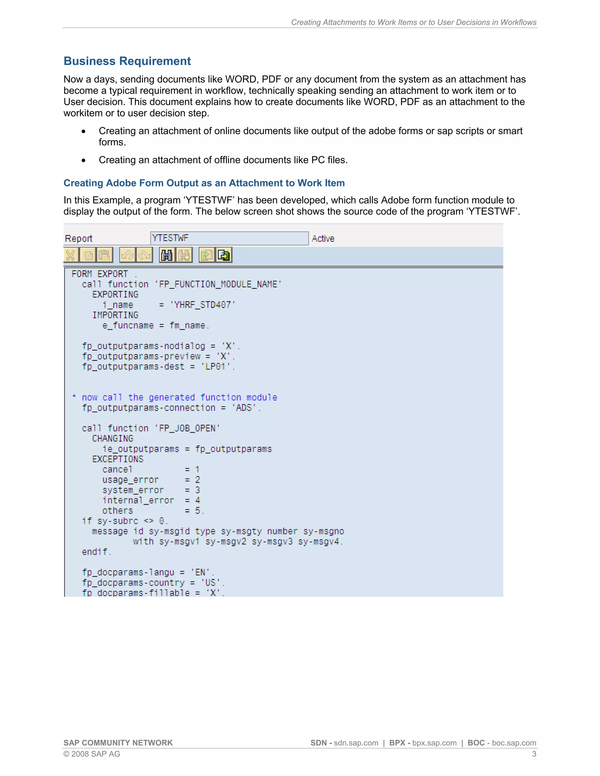 Creating attachments to work items or to user decisions in workflows | PDF