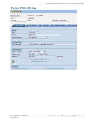 Creating attachments to work items or to user decisions in workflows | PDF