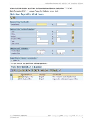 Creating attachments to work items or to user decisions in workflows | PDF